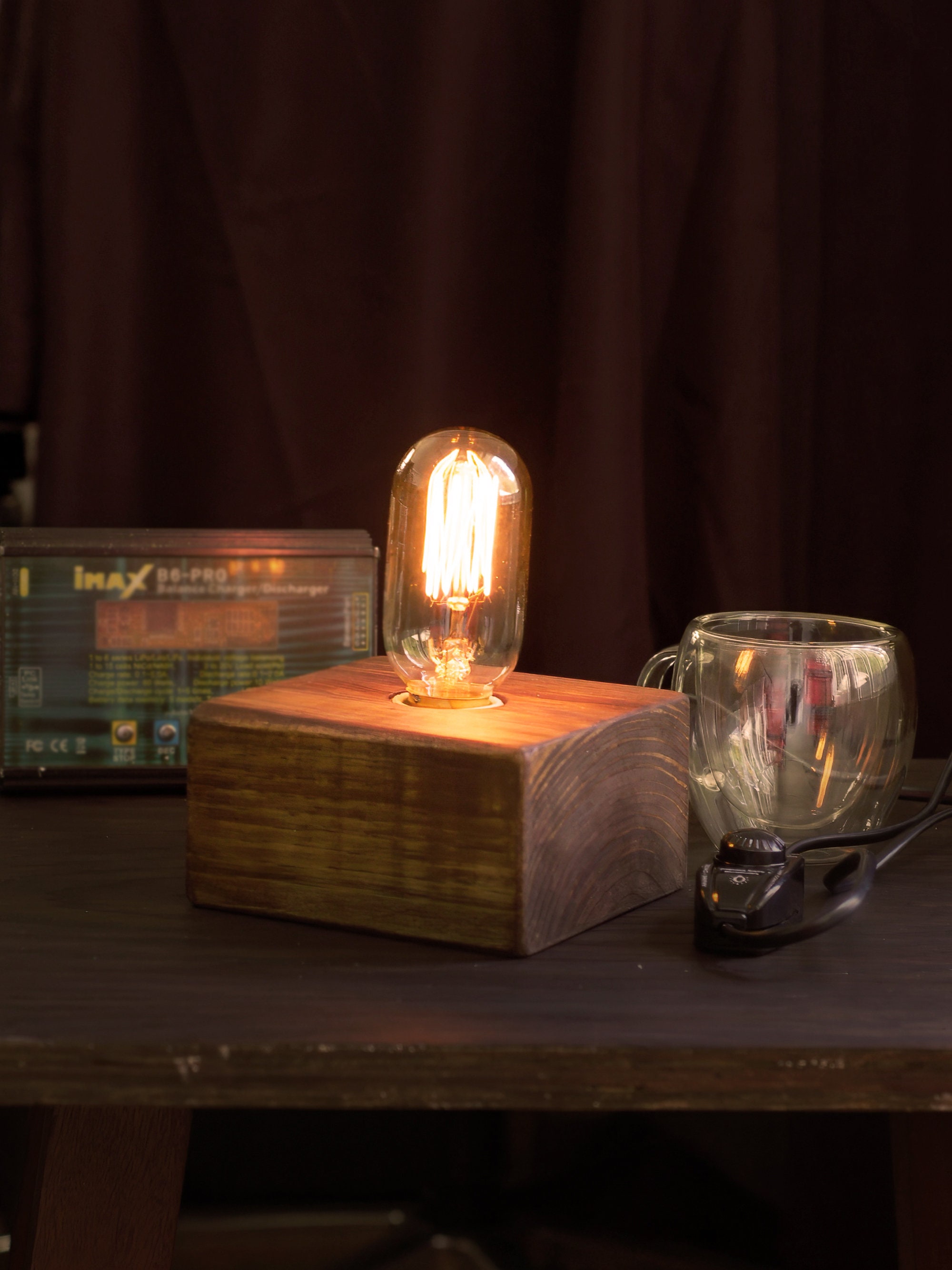 Edison Lamp Dimmable Desk Lamp Wood Bedside Lamp - Etsy