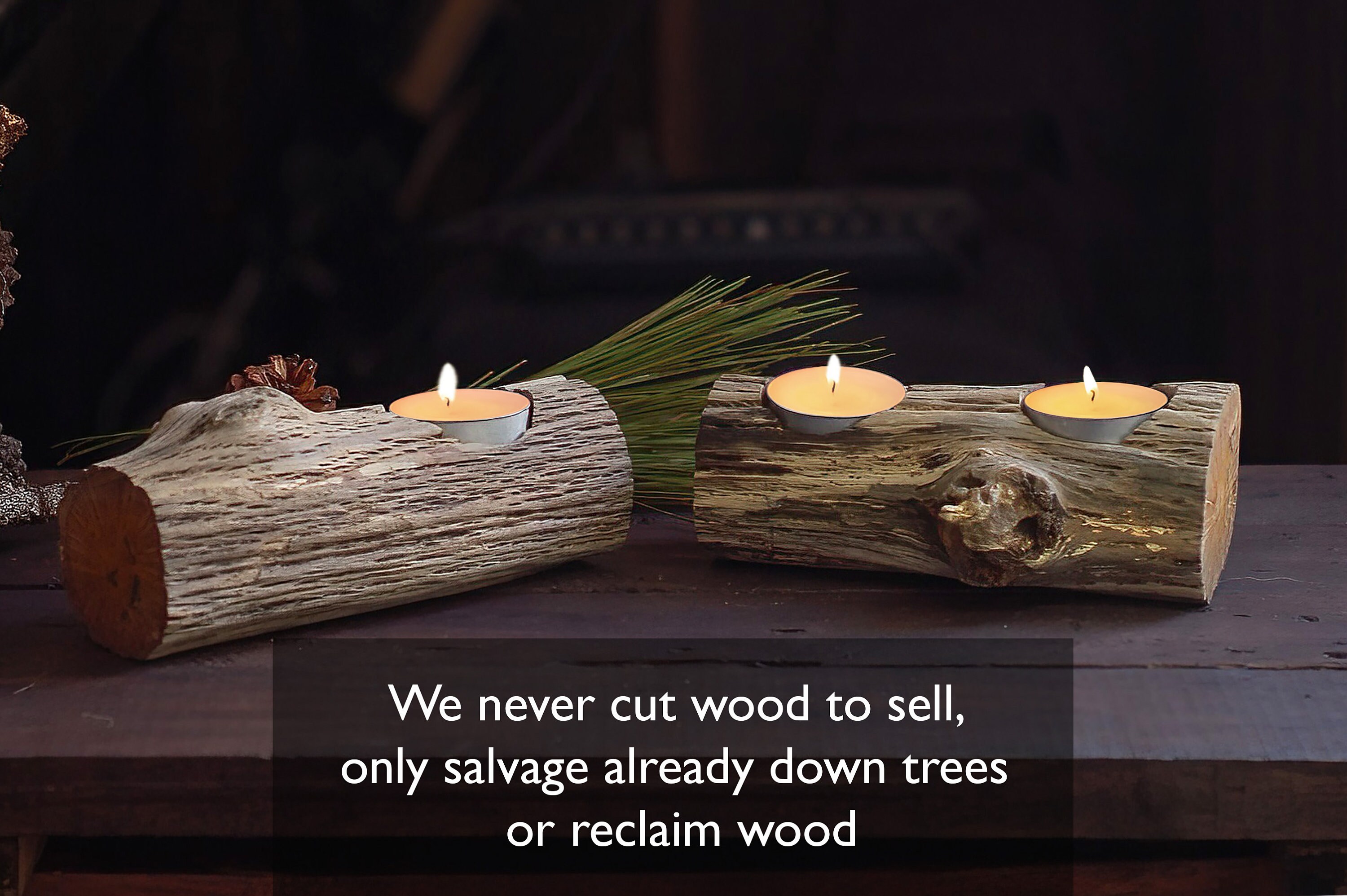 Rustic Wood Log Branch Tealight Candle Holder - Etsy