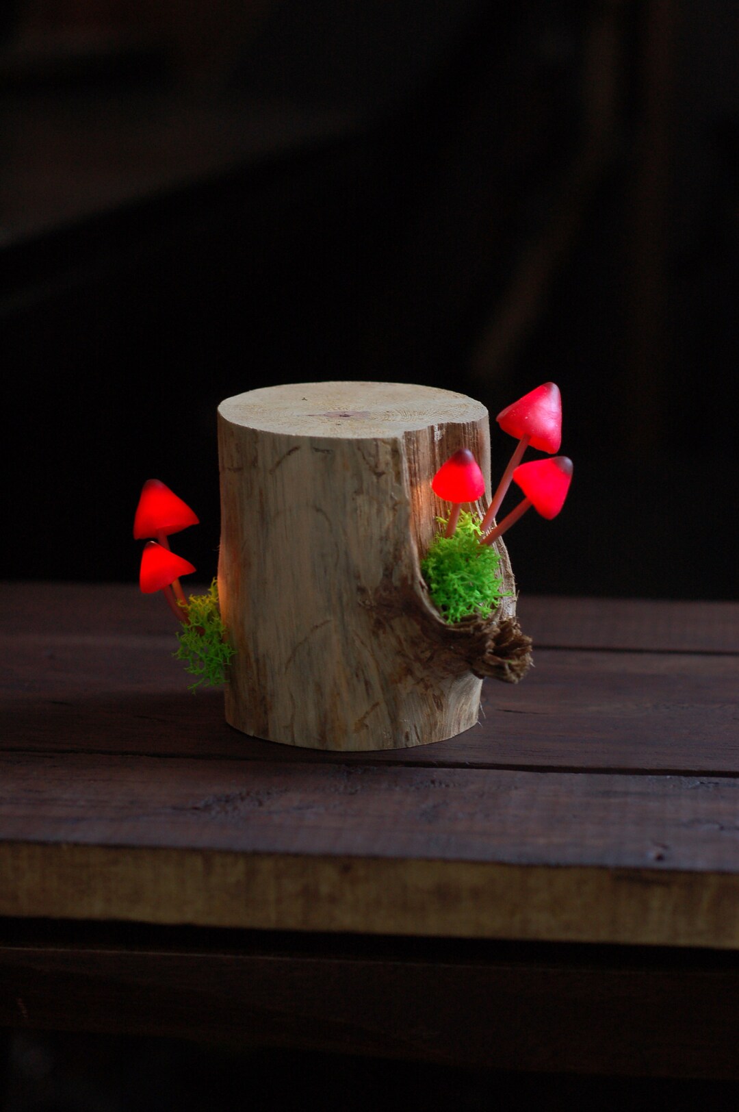 Mushroom Lamp Wood Log Table Lamp Fungi Fairy Lights - Etsy