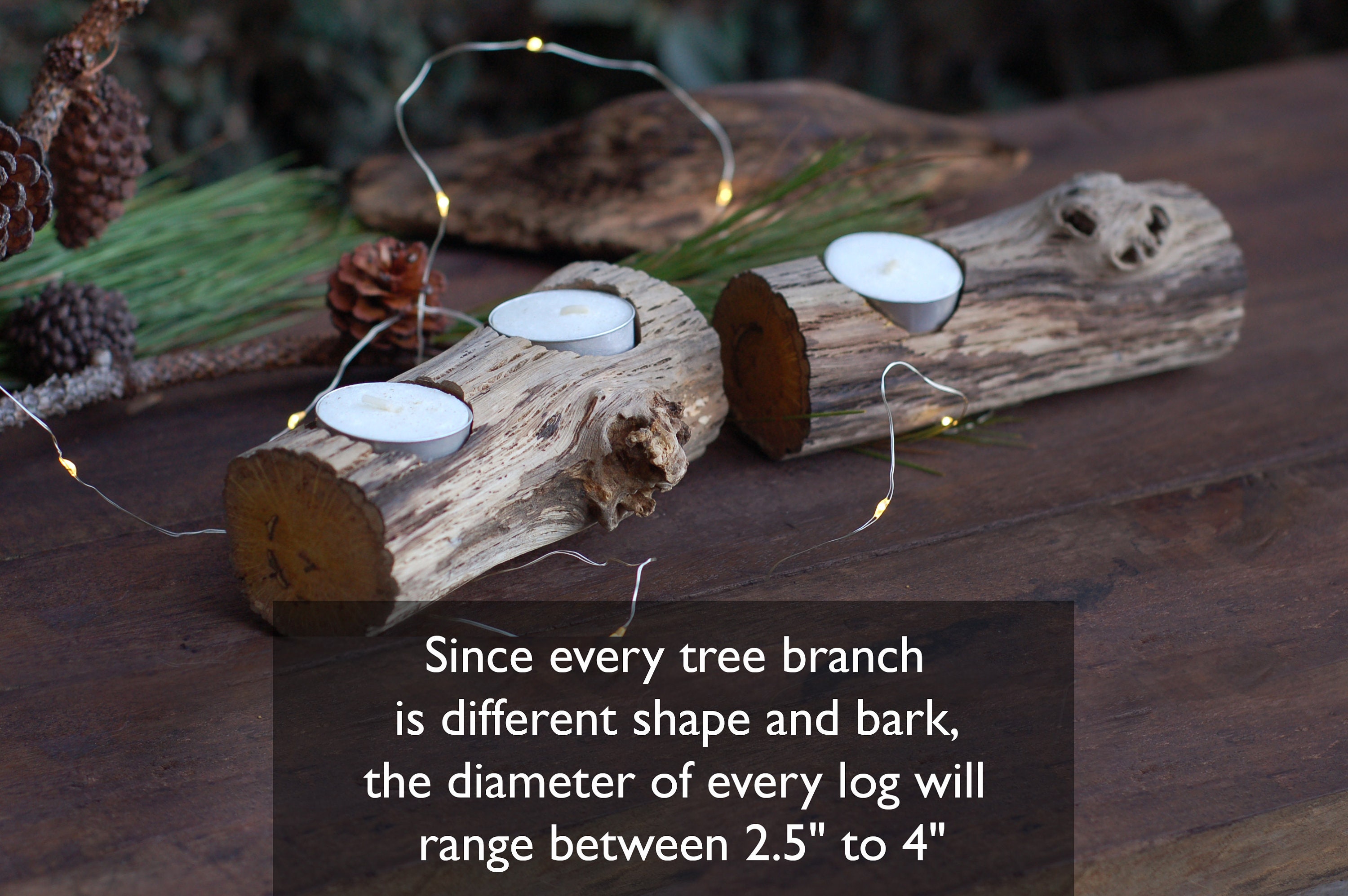 Rustic Wood Log Branch Tealight Candle Holder - Etsy