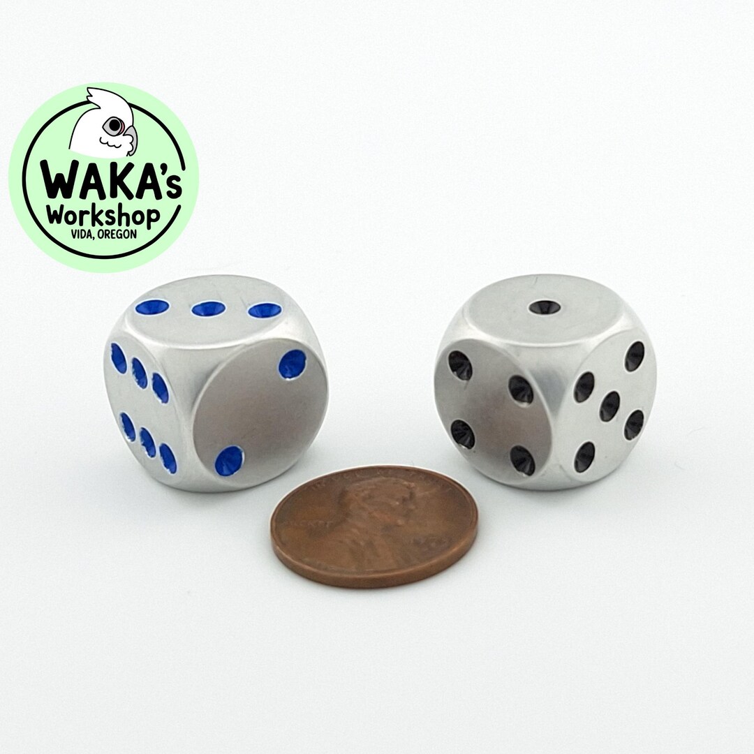 Pair - Standard 16mm Metal Dice CNC Machined Aluminum D6 for D&D ...