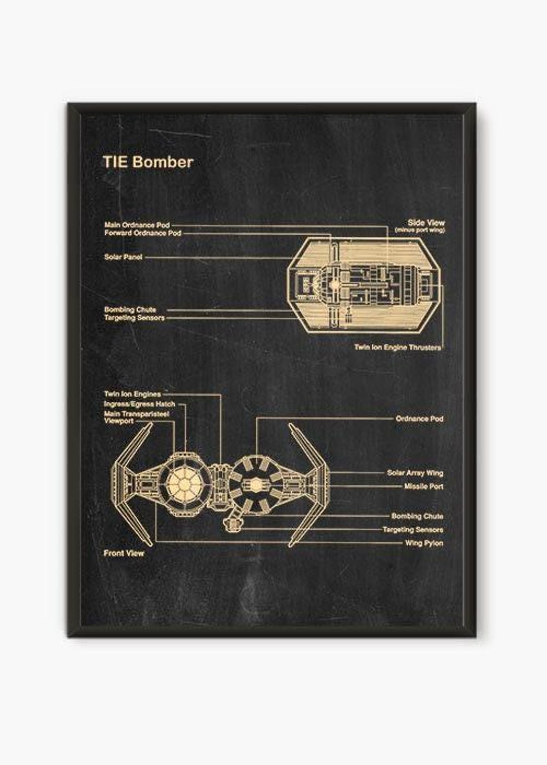 Tie Bomber, Blueprint,patent Star Wars, Patent Poster,tie Bomber, Print ...