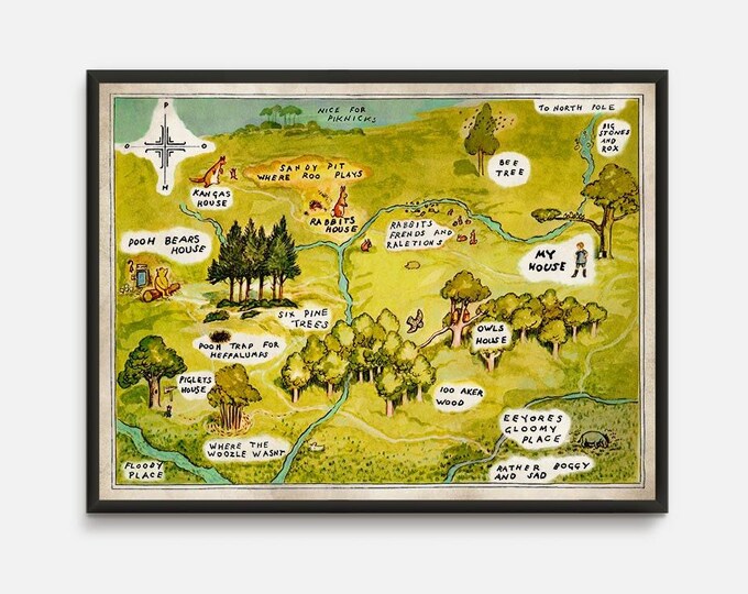 Winnie the Pooh Map, Winnie Pooh Nursery, Classic Pooh, Hundred Acre ...