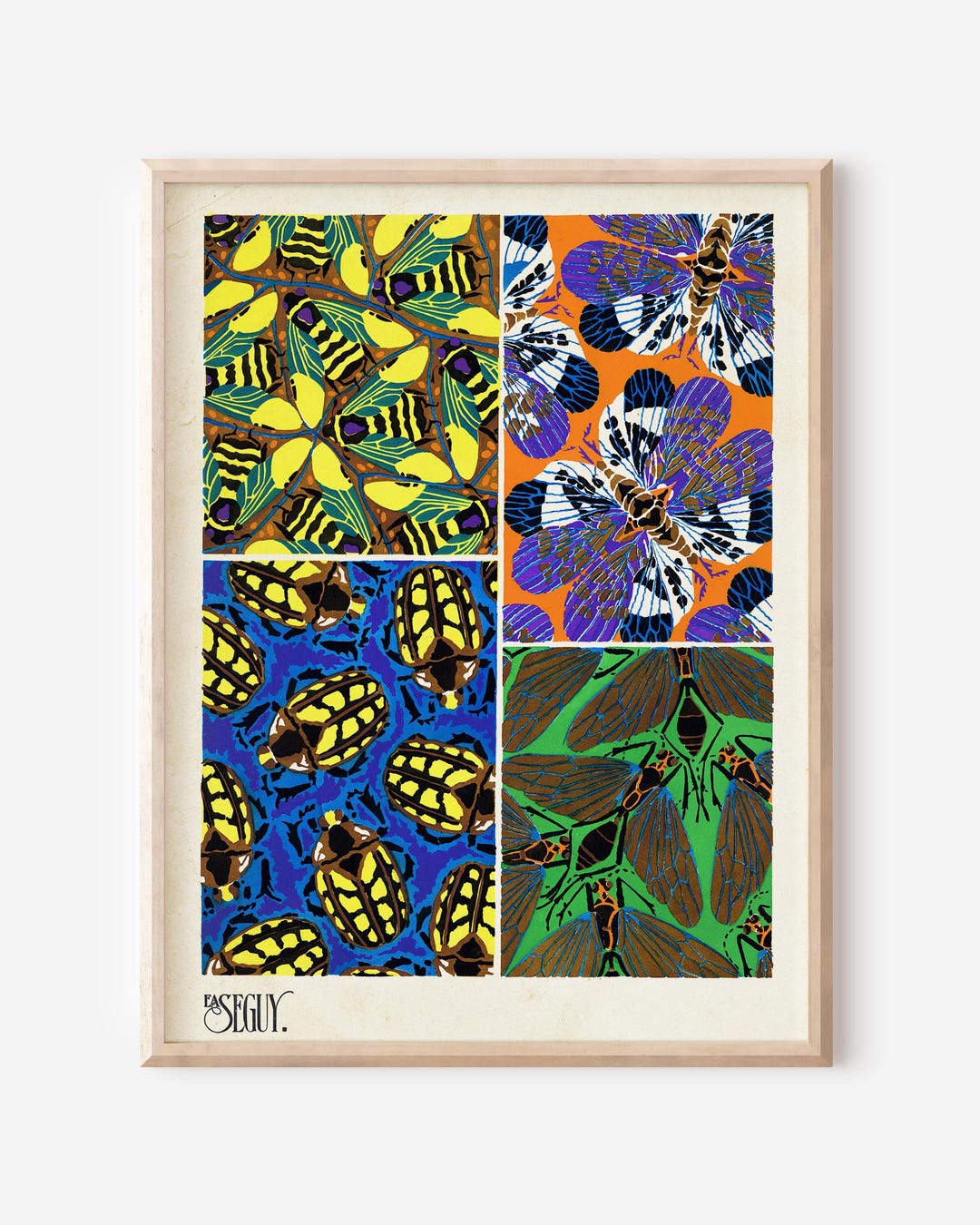 A Beautiful Vintage Insect Pattern Posters - Seguy Mid 1920s - Art ...