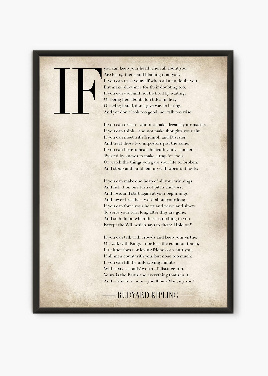 If Rudyard Kipling Motivational Poster, If Poem Kipling Inspirational ...