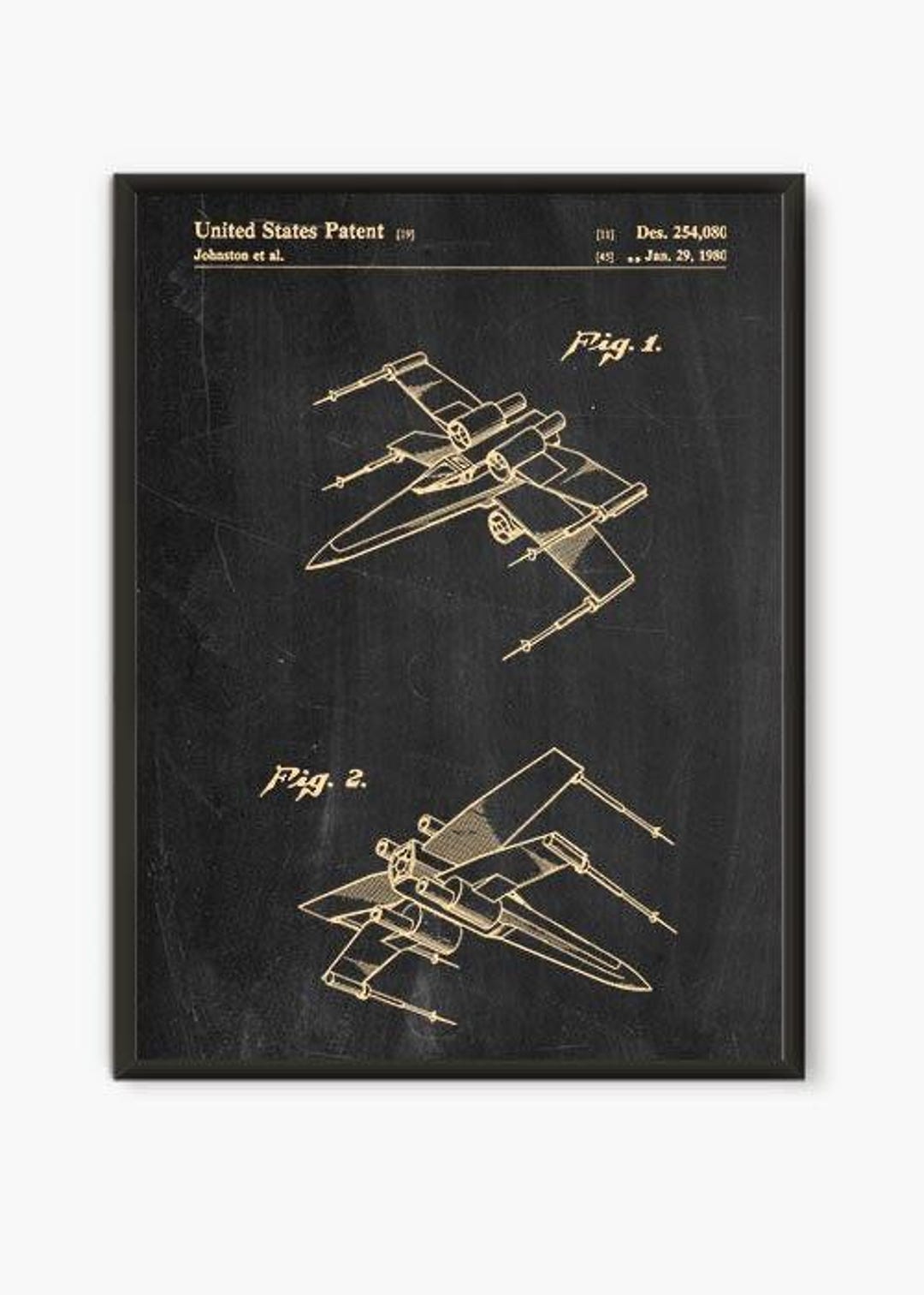 X Wing Blueprint Patent Poster Sci-fi Star Fighter Wall Decor Vintage ...