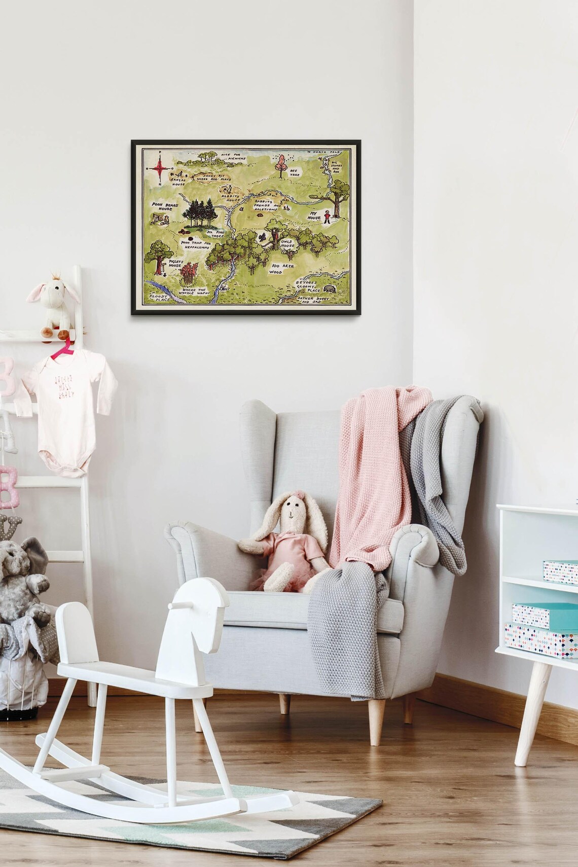 Winnie the Pooh Map, Classic Pooh, One Hundred Acre Wood Print, Winnie ...