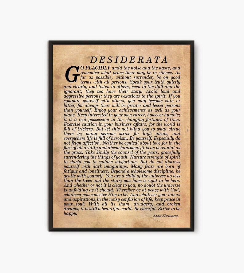 Desiderata Print, Desiderata Poem, Desiderata Poster, Poetry Wall Art ...
