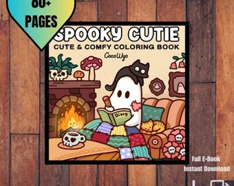 Spooky Cutie: Coloring Book for Adults Kids and Teens 80 Stress Relief ...
