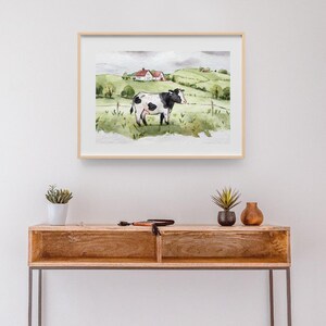 Printable Watercolor Cow Pasture - Etsy