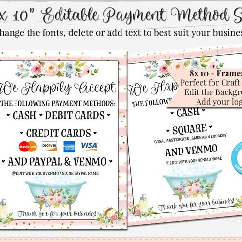 Printable Payment Method Sign We Accept These Payment | Etsy