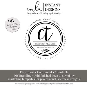 Editable Round Logo Template, DIY Round Logo - DIY Logo, Logo Stamp ...