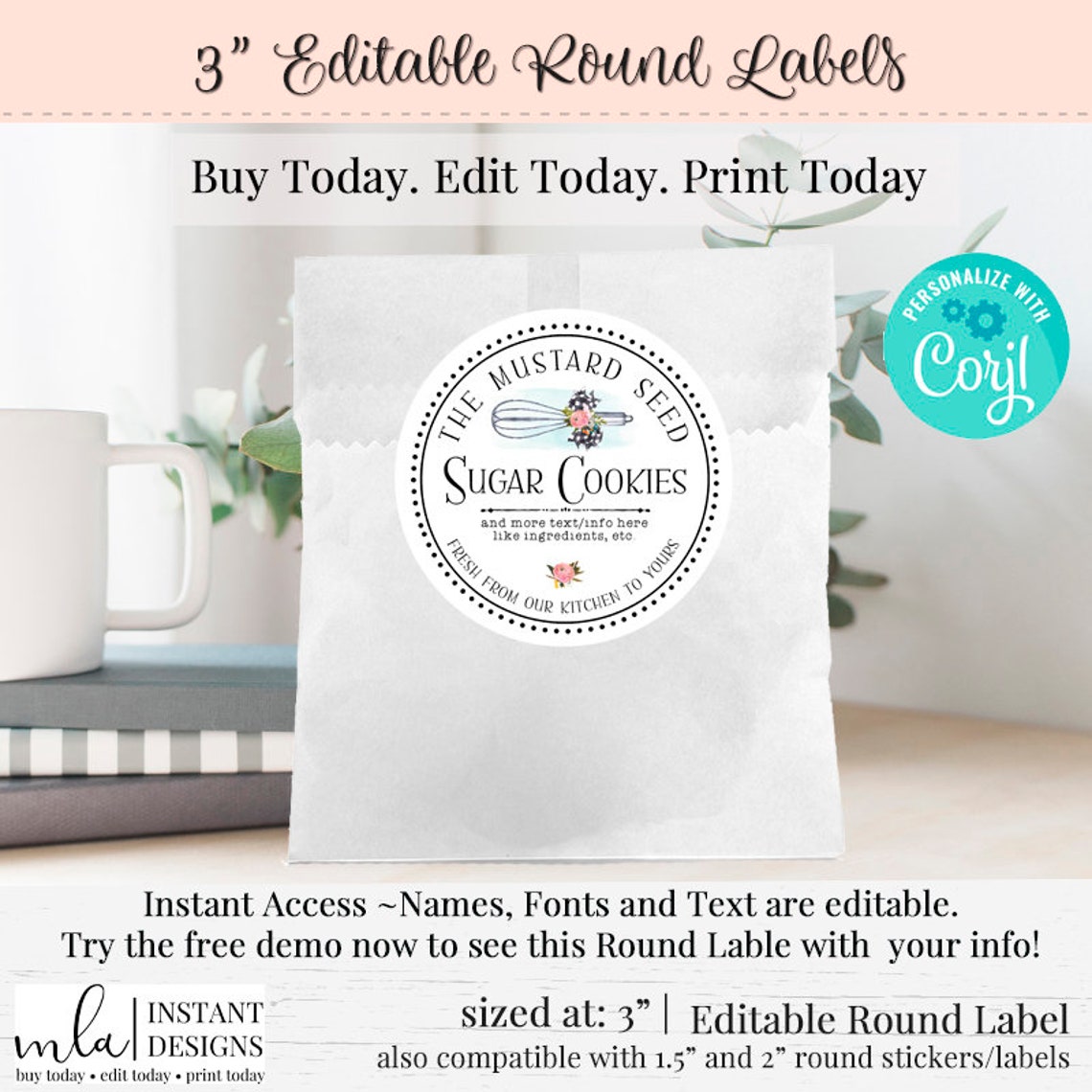 Editable Round Label DIY Round Label Round Label Template - Etsy