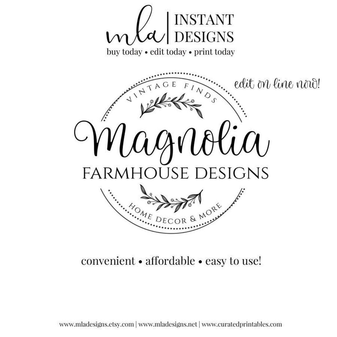 Editable Round Logo Template, DIY Round Logo - Watercolor Logo, Logo ...