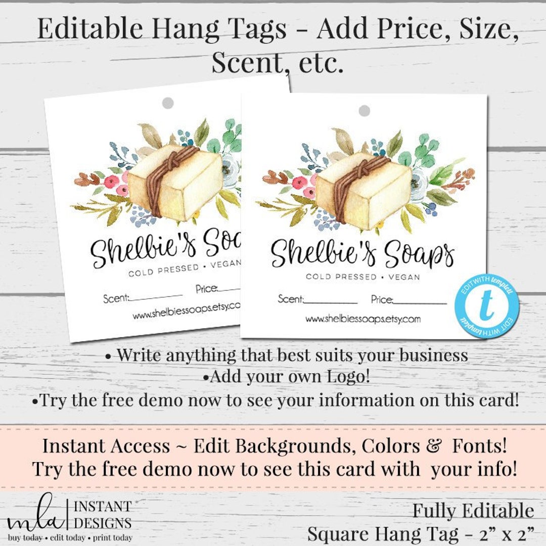 Editable Hang Tag, DIY Hang Tag, Swing Tag, Logo Hang Tag, Logo Hang ...