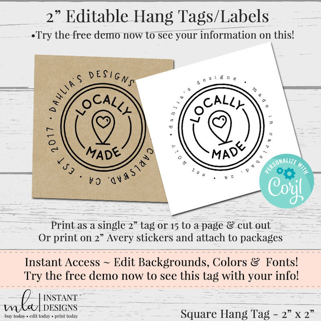 Editable Tag Label, DIY Label, Square Label Template, DIY Sticker, DIY ...