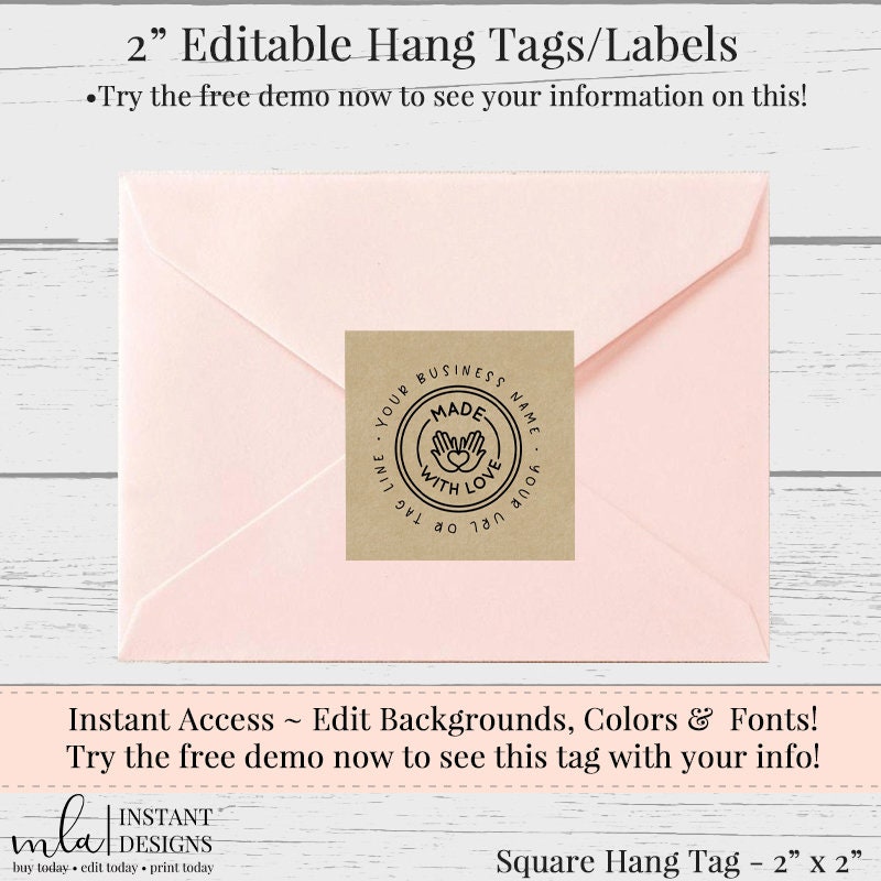 Editable Tag Label DIY Label Square Label Template DIY | Etsy