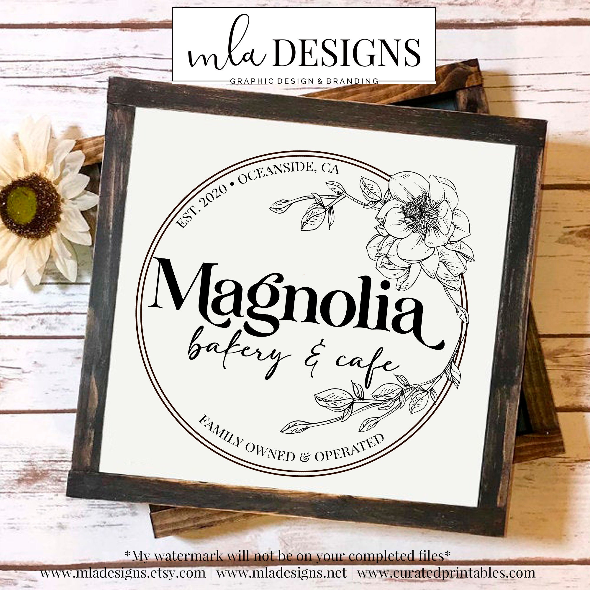 Magnolia Logo Flower Logo Boutique Logo Round Logo Premade - Etsy