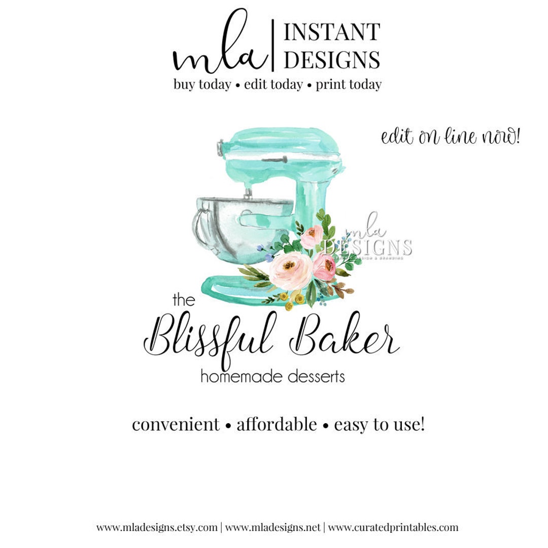 Editable Logo Template, DIY Baking Logo - Baker Logo, Cookie Logo ...