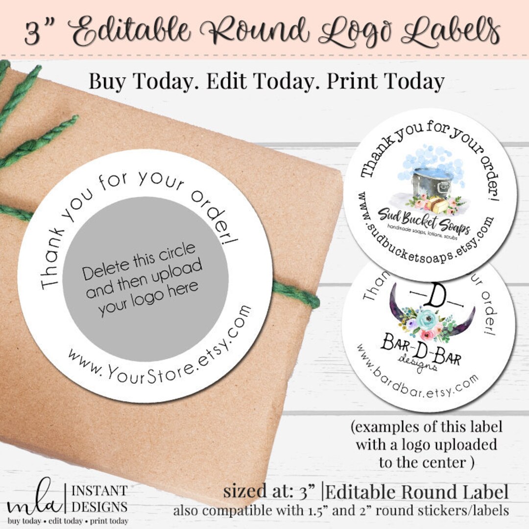 Logo Round Label, DIY Round Label, Round Label Template, DIY Round ...