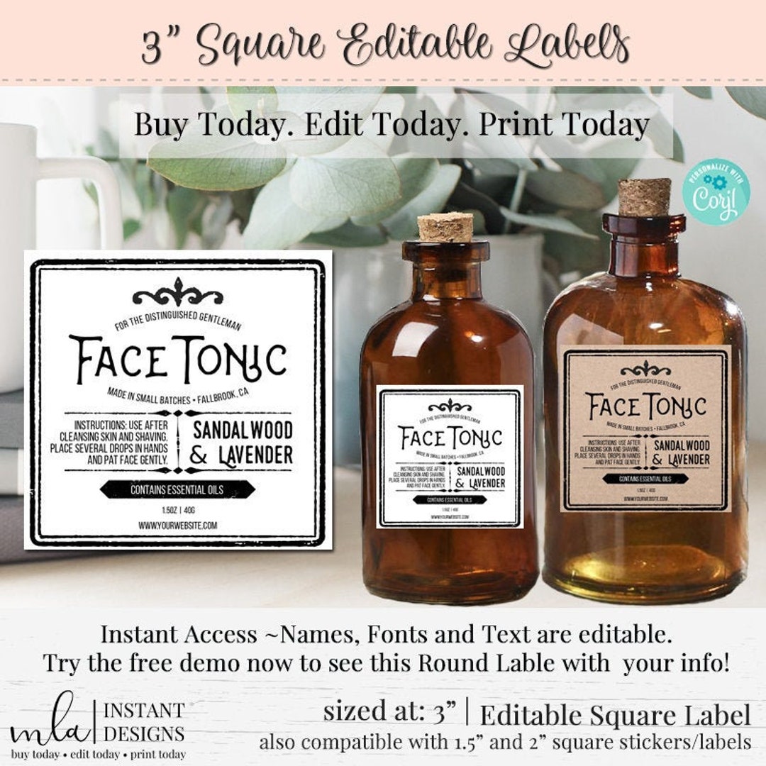 Editable Product Label, DIY Square Label, Vintage Label Template, DIY ...