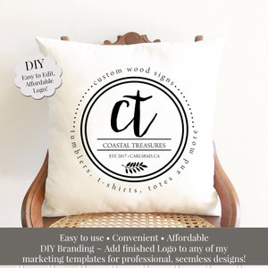 Editable Round Logo Template, DIY Round Logo - DIY Logo, Logo Stamp ...