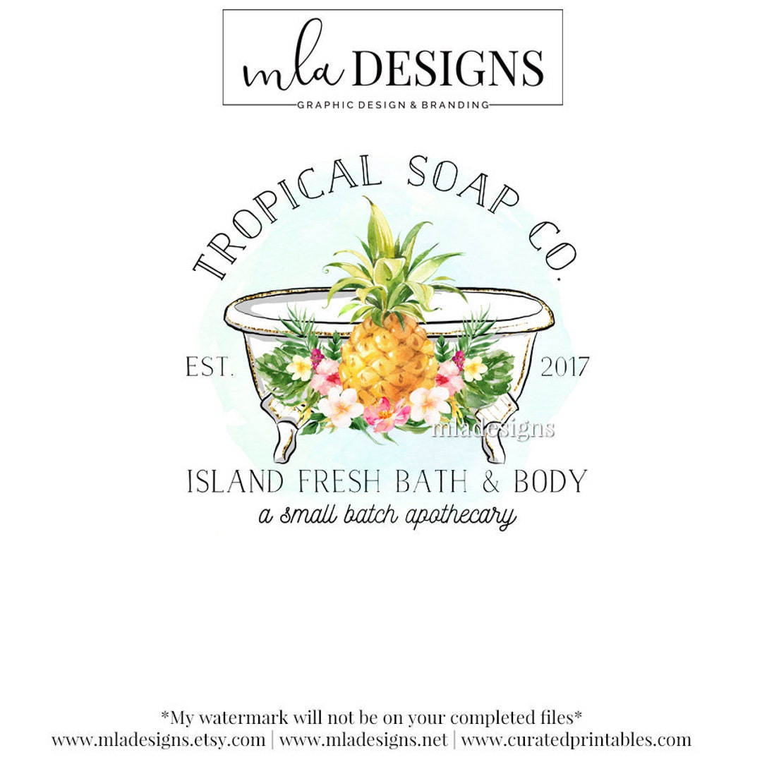 Tropical Soap Bath Logo Soap Maker Logo Bath Bombs Logo - Etsy