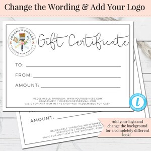 Gift Certificate Template, DIY Modern Gift Certificate, Store Voucher ...