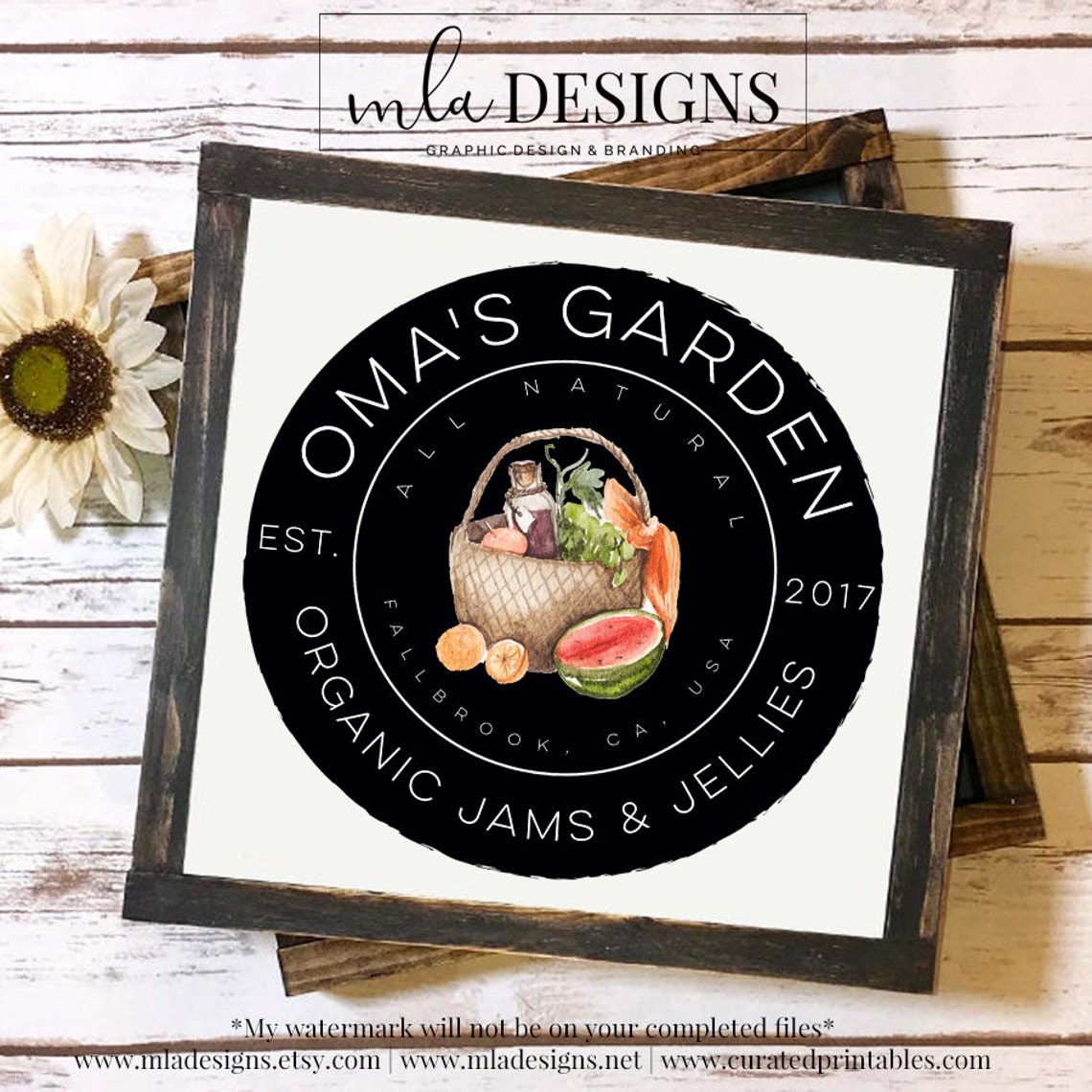 Round Food Logo Template DIY Round Logo Canning Round Logo | Etsy