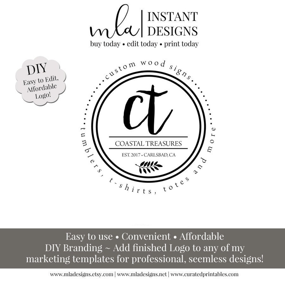 Editable Round Logo Template, DIY Round Logo - DIY Logo, Logo Stamp ...