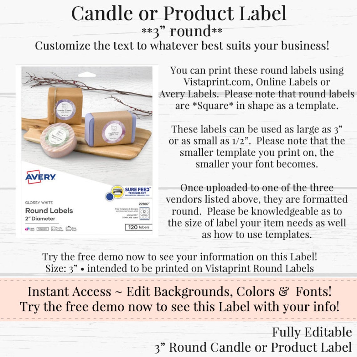 Editable Round Label DIY Round Label Round Label Template - Etsy