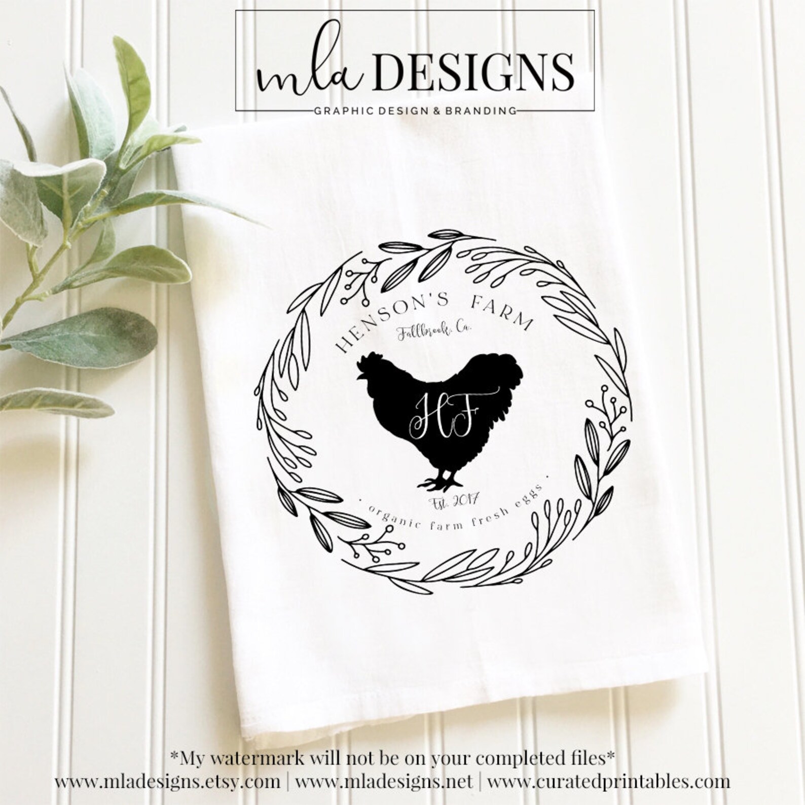 Editable Hen Logo Template DIY Chicken Logo Black White | Etsy