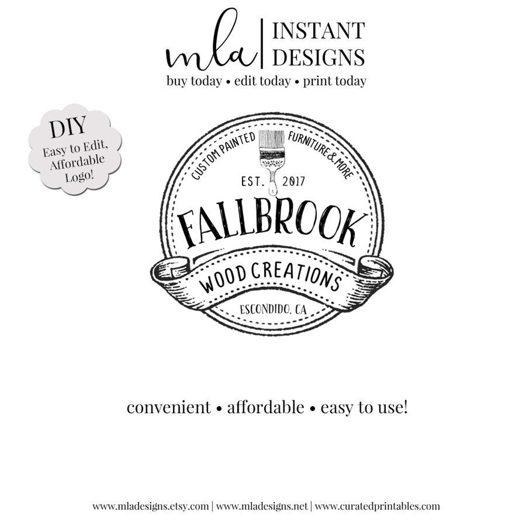 Editable Round Logo Template, DIY Round Logo - Vintage Logo, Logo Stamp ...