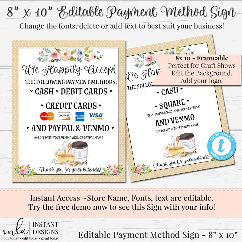 Printable Credit Cards Accepted Sign