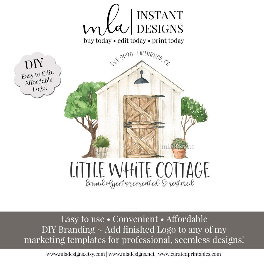 DIY Shed Logo - Editable Barn Logo, Boutique Logo, Farmhouse Logo ...