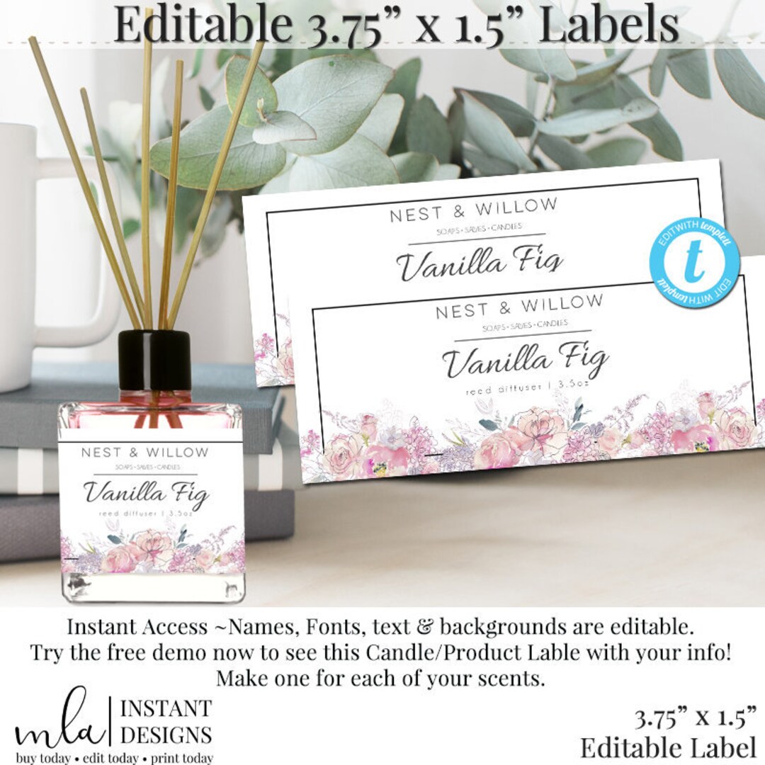 DIY Reed Diffuser Labels, Candle Labels, Product Label, Editable Labels ...