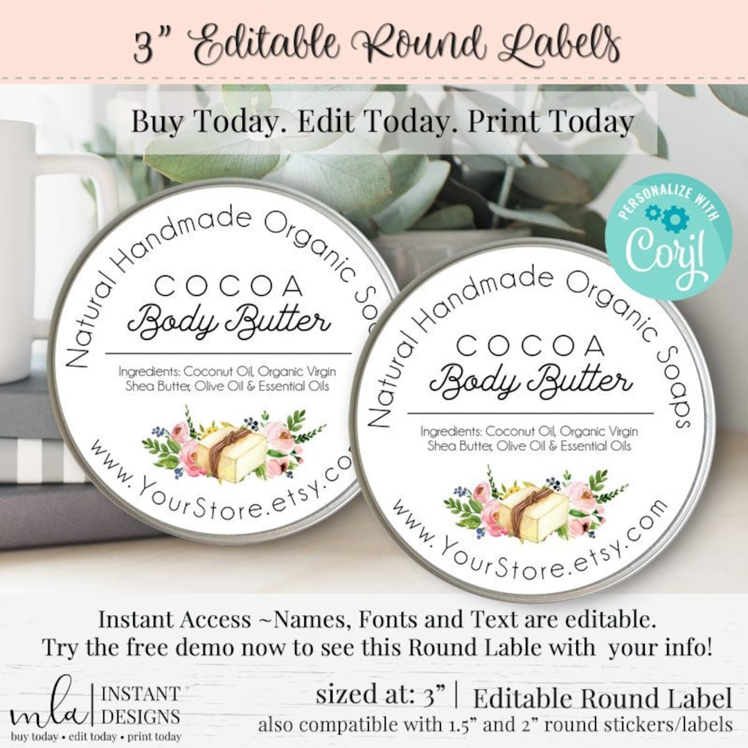 Editable Round Label, DIY Round Label, Round Label Template, DIY Round ...