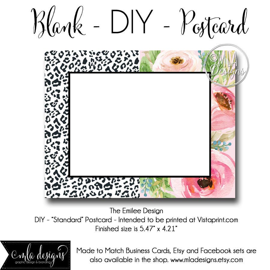 DIY Vistaprint Standard Size Postcard The Emilee Template Etsy