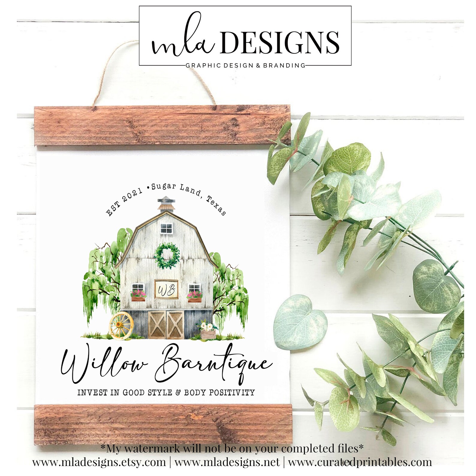 DIY Barn Logo - Editable White Barn Logo, Farm Logo, Boutique Logo ...