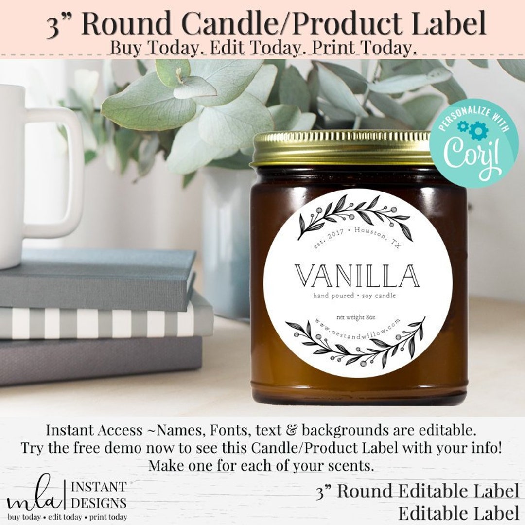Editable Round Label, DIY Round Label, Round Label Template, DIY Round ...