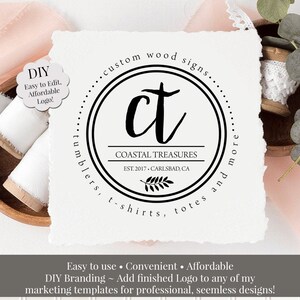 Editable Round Logo Template, DIY Round Logo DIY Logo, Logo Stamp ...