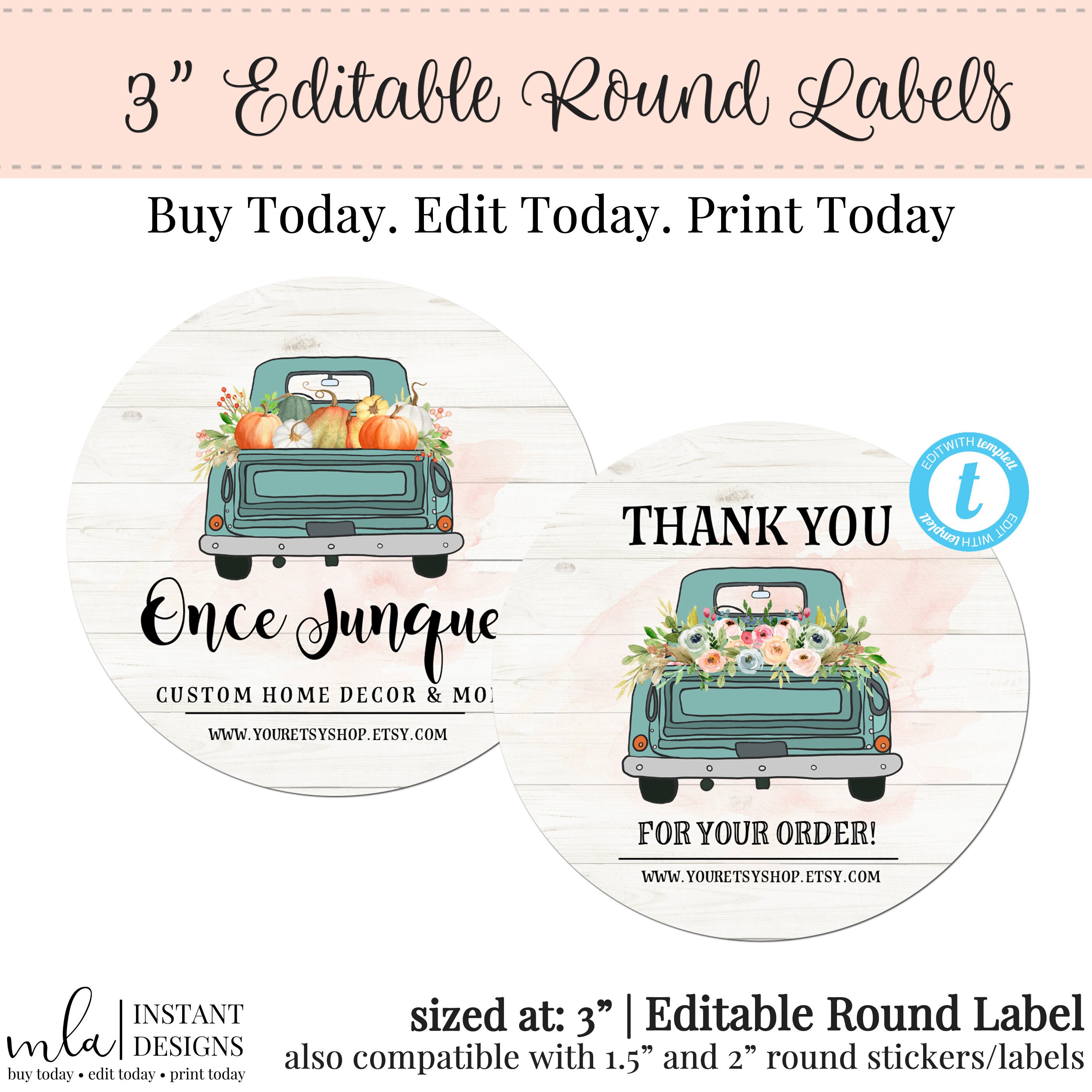 3 Round Labels Thank You Labels Product Labels | Etsy