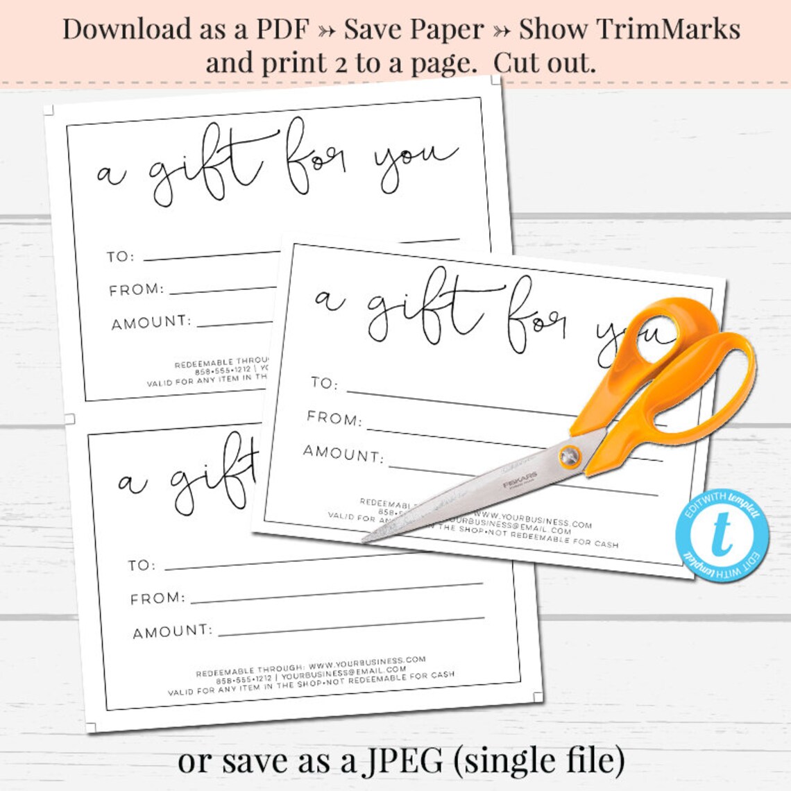 Gift Certificate Template, DIY Modern Gift Certificate, Store Voucher ...