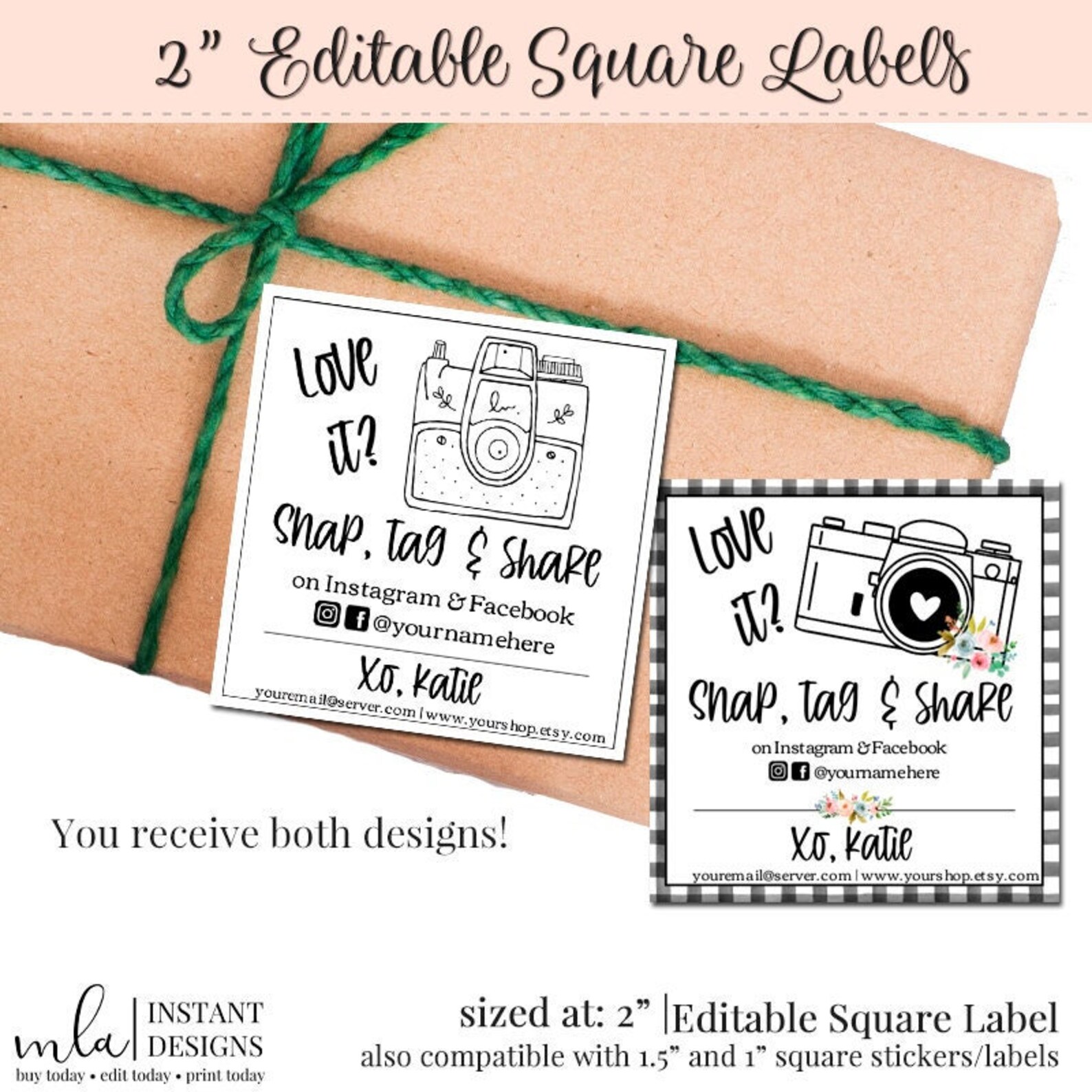 Snap Tag Share Labels Social Media Stickers Editable Square - Etsy