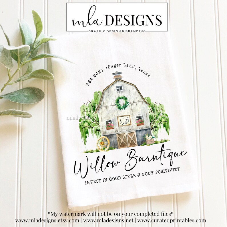 DIY Barn Logo - Editable White Barn Logo, Farm Logo, Boutique Logo ...