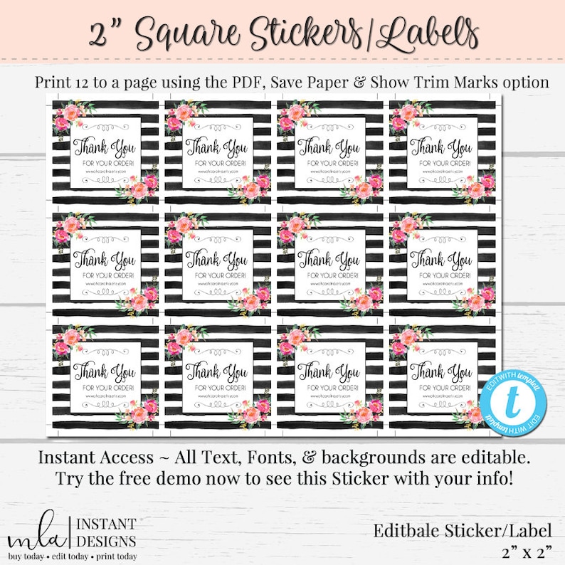 DIY Sticker, Editable Label, 2 Inch Label, DIY Labels, Instant Download ...