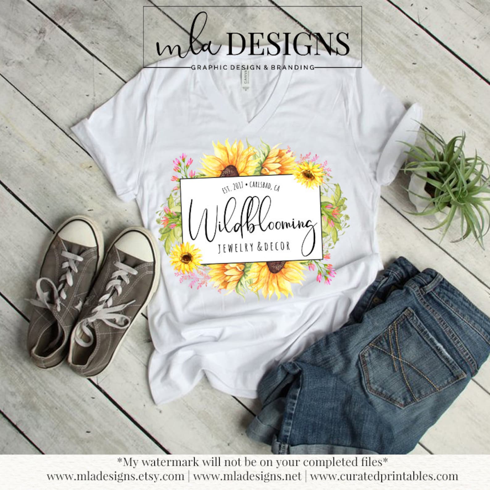 Sunflower Logo Template DIY Sunflower Logo Paint Brush | Etsy