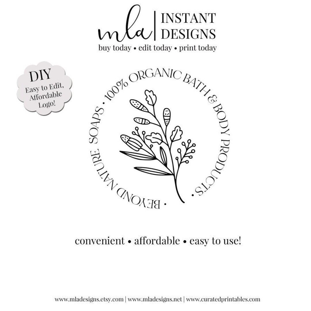 Editable Round Logo Template, DIY Round Logo -black White Logo, Logo ...