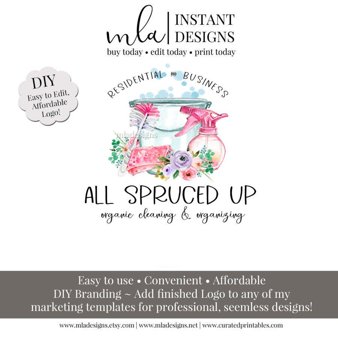 Editable Cleaning Logo Template, DIY Housekeeping Logo - Maid Logo, DIY ...