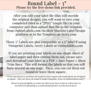 Editable Round Label, DIY Round Label, Round Label Template, DIY Round ...
